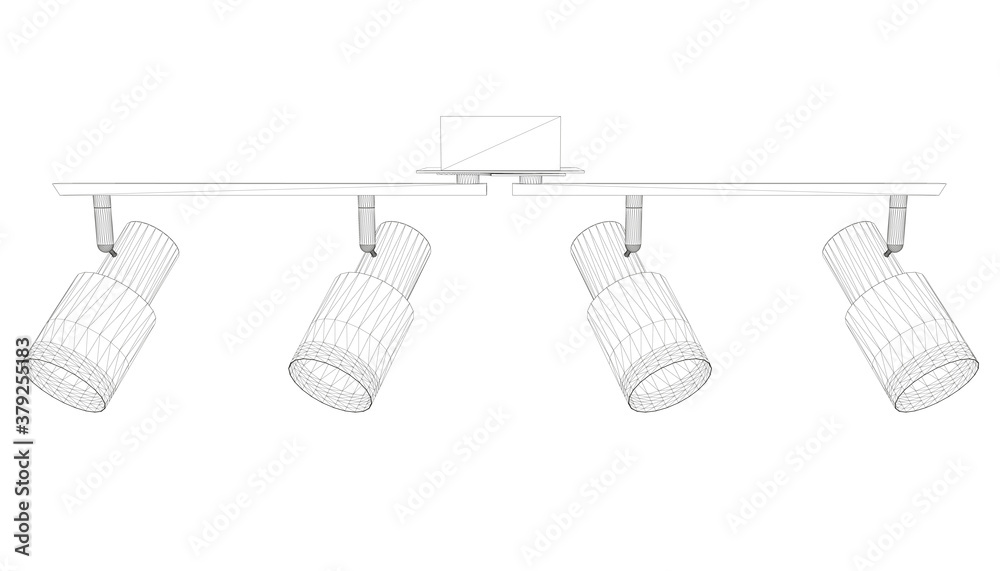 Light fixture wireframe from black lines isolated on white background ...