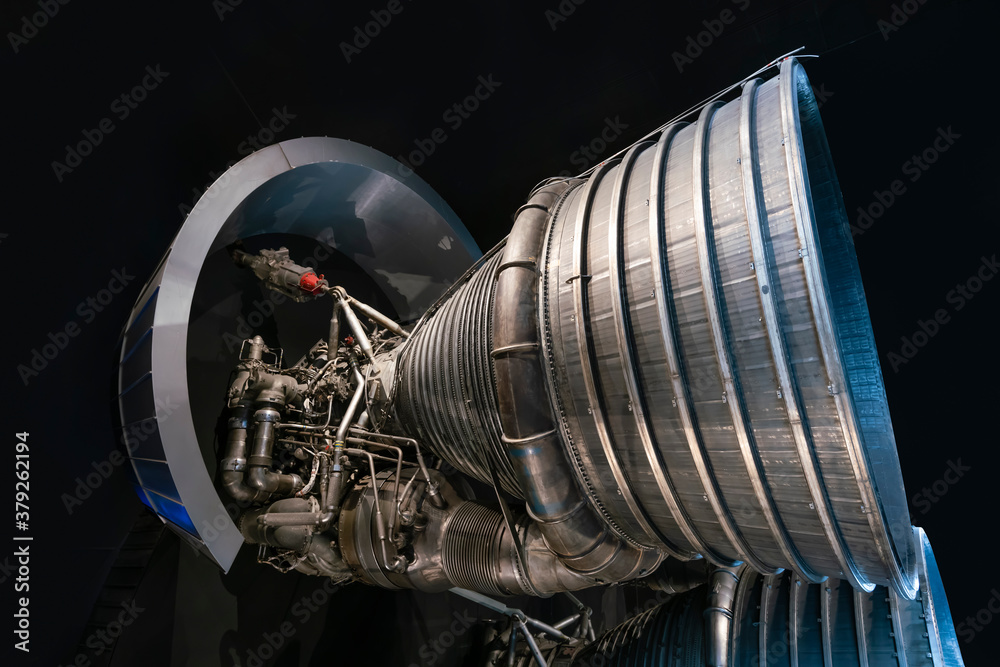 Washington DC, USA - May 18, 2018: Close-up of the F1 engine used for ...