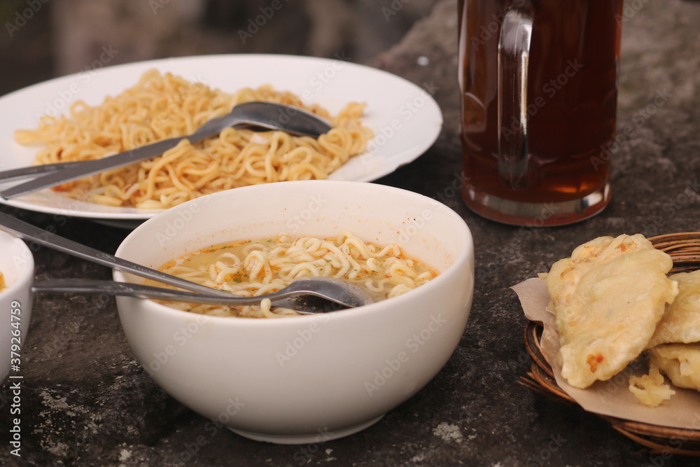 food and drinks are served at the Merapi coffee shop (Indonesian ...