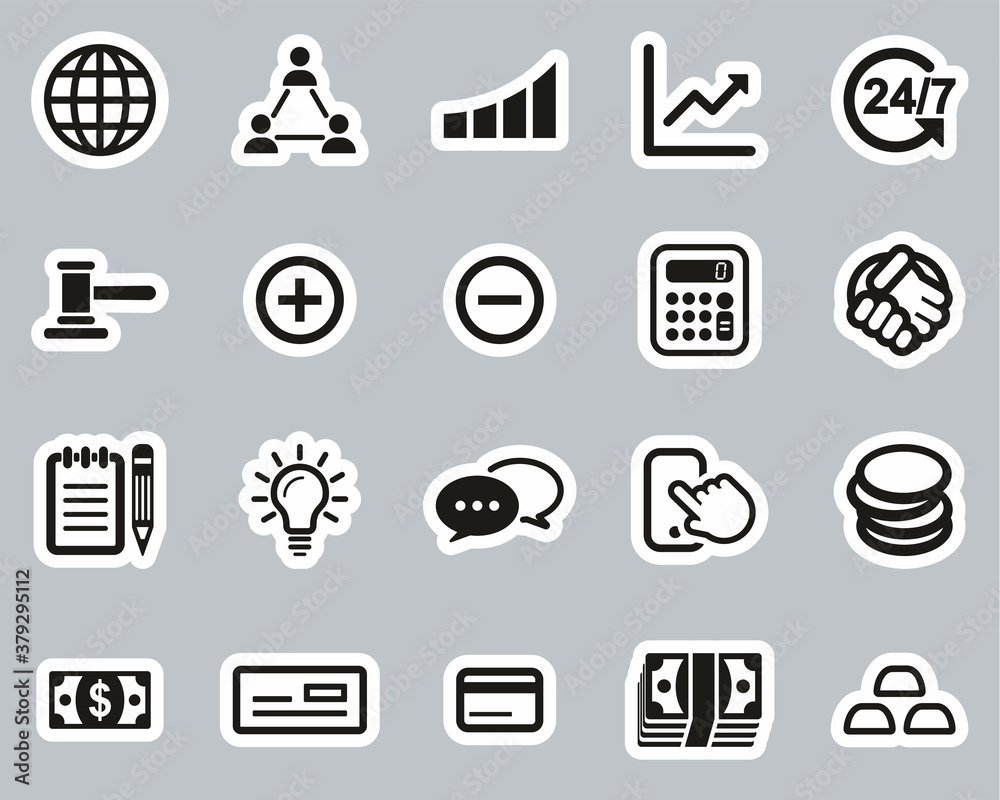 Trade Or Exchange Icons Black & White Sticker Set Big Stock Vector ...