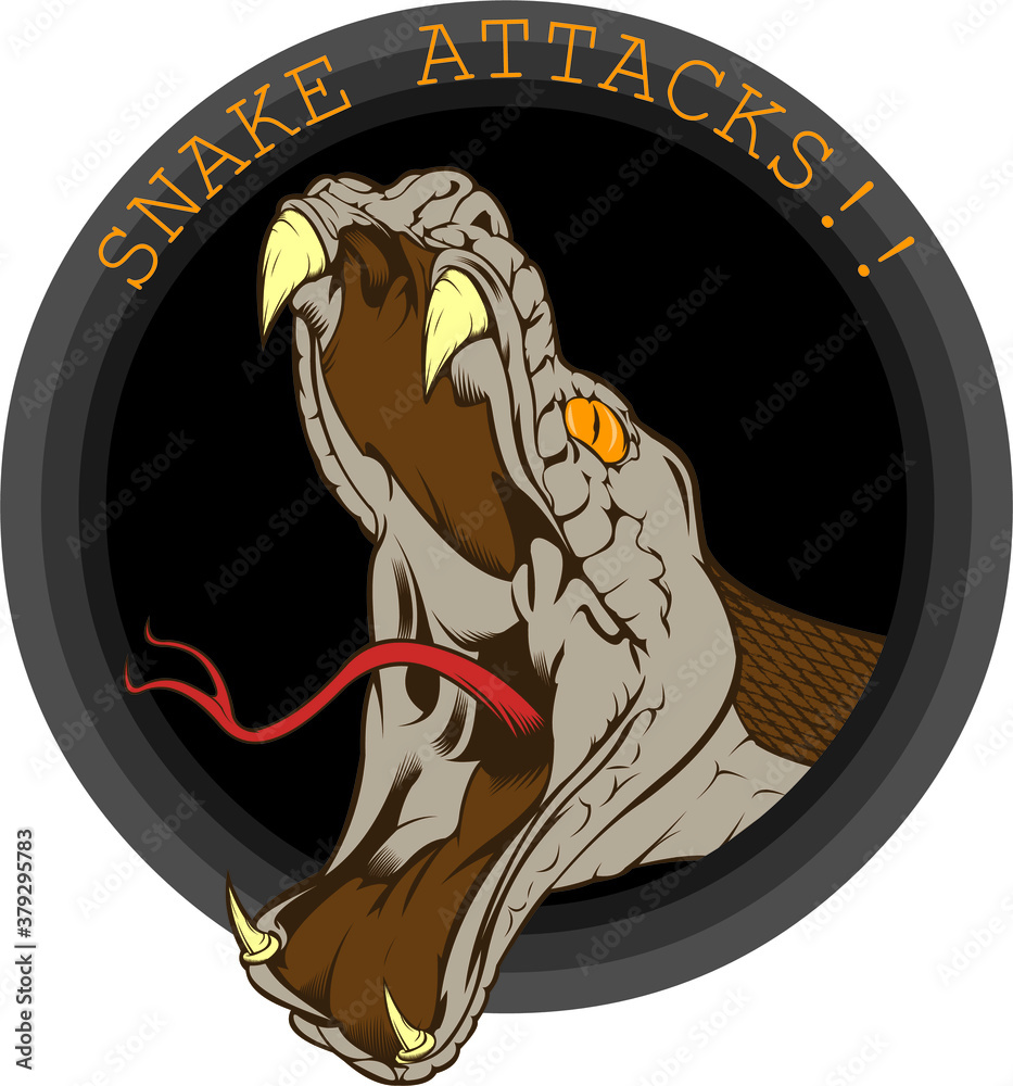 vector illustration of a venomous snake head for poster etc Stock ...