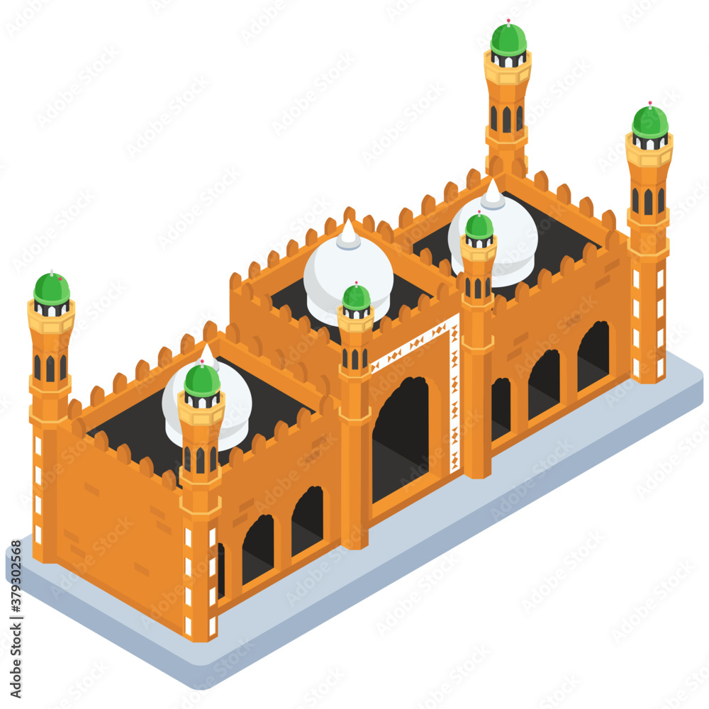Badshahi mosque icon, famous imperial mosque Stock Vector | Adobe Stock