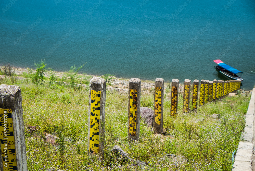 Measurement scale to measure the depth of incoming high tide implanted ...