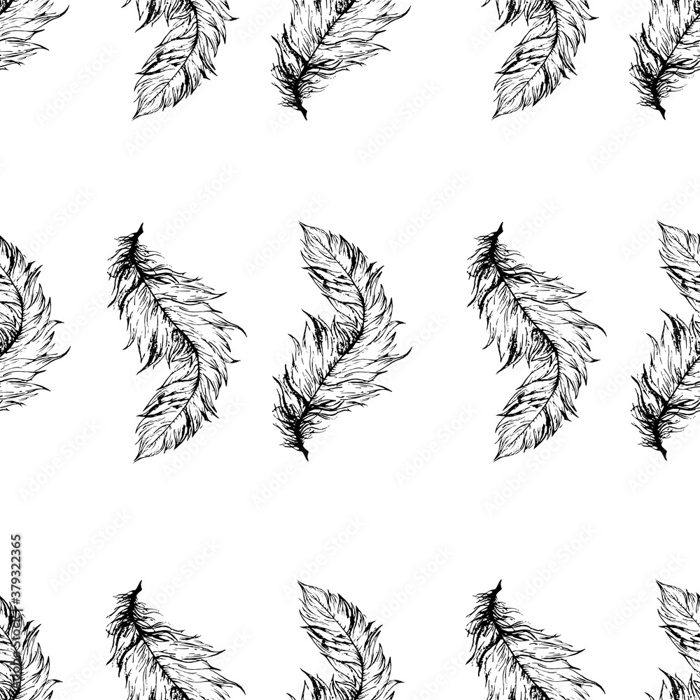 Realistic bird feather seamless pattern template. Vector illustration ...