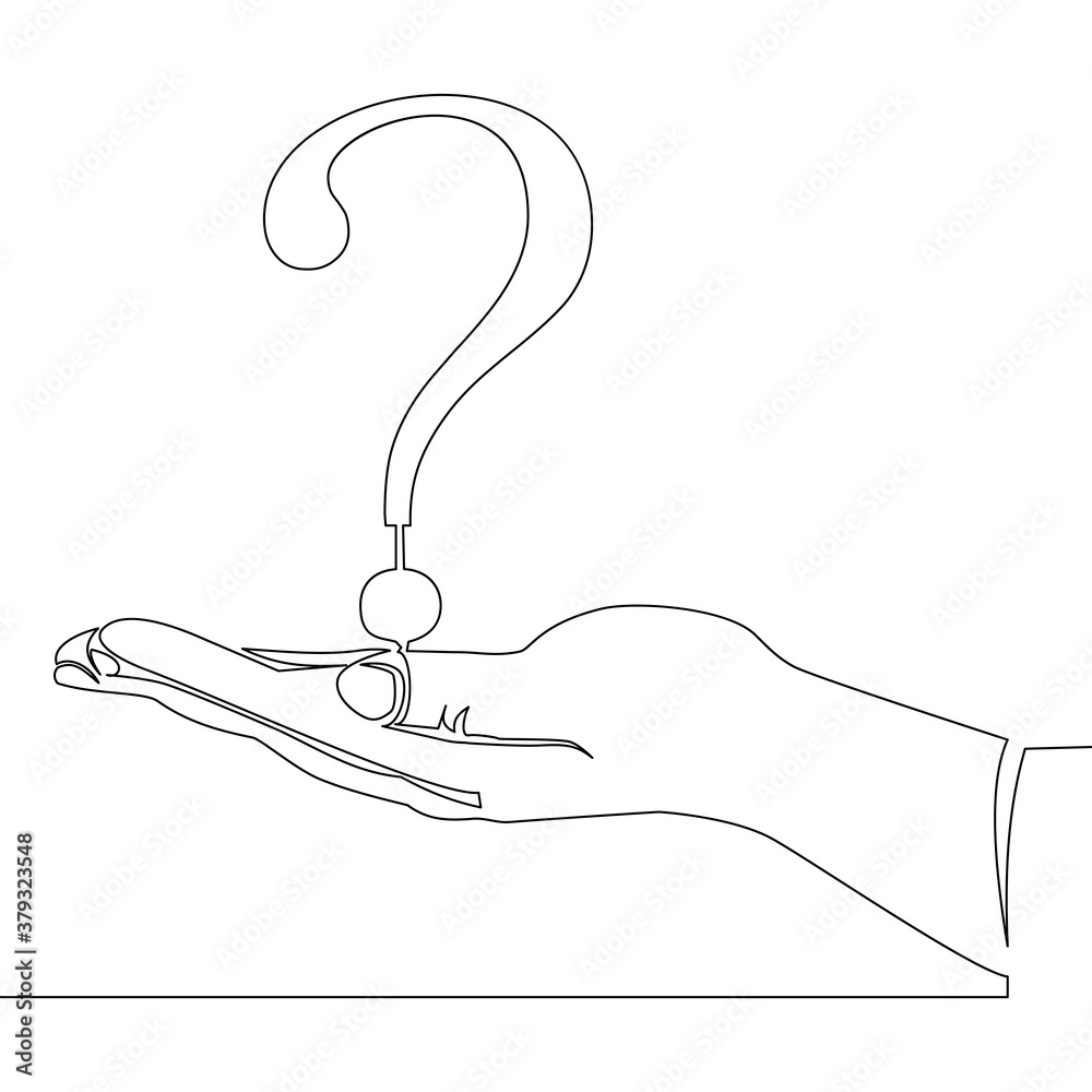 Poster Continuous line drawing Hand holding question mark – Wall Art ...