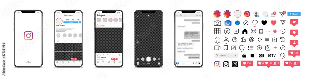 Instagram. Instagram mobile App interface template on Apple Iphone ...
