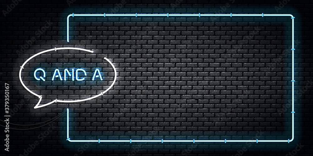 Vector set of realistic isolated neon sign of Q and A frame logo for ...