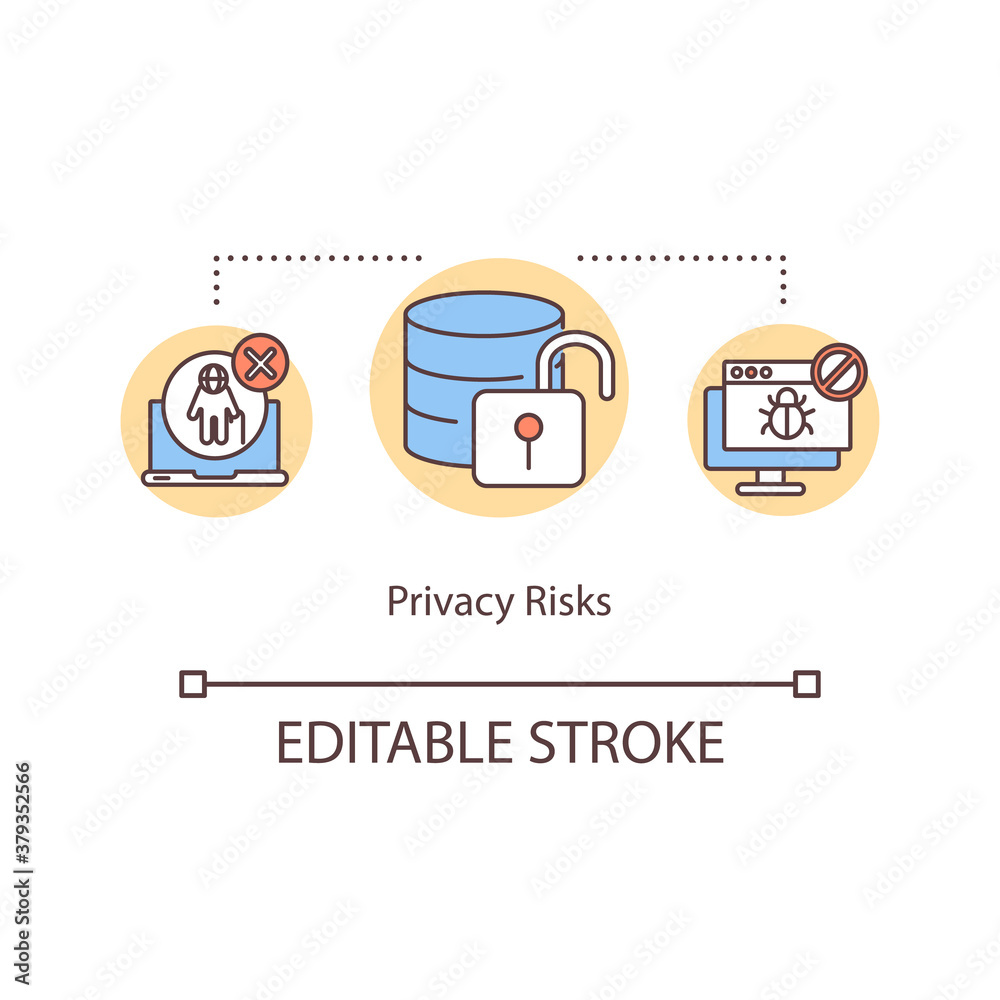 Privacy risks concept icon. Access database, data protection. Violation ...