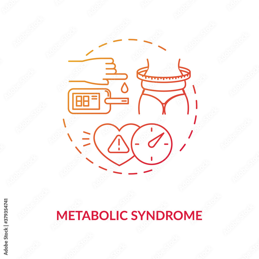 Metabolic syndrome concept icon. Heart disease stroke risk idea thin ...