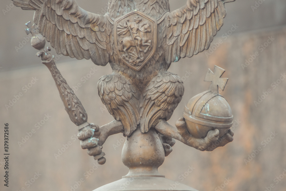 three-headed eagle with sword and sceptre of power symbol of tsarist Russia Stock Photo | Adobe ...