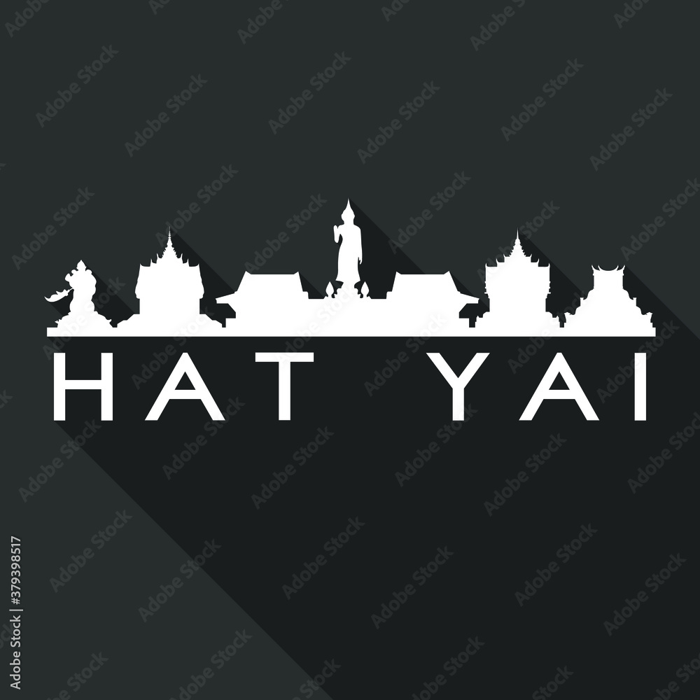 Hat Yai Thailand Asia Flat Icon Skyline Silhouette Design City Vector ...