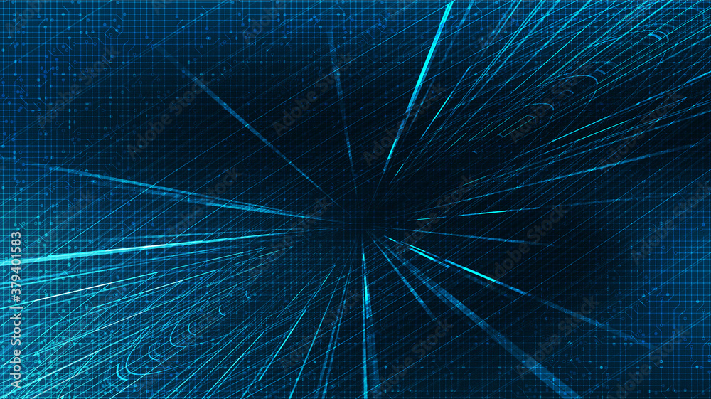 Vetor de Cyber Light on Speed Technology background,warp and expanding ...