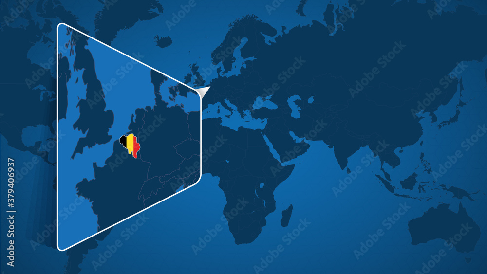 Location of Belgium on the World Map with Enlarged Map of Belgium with ...