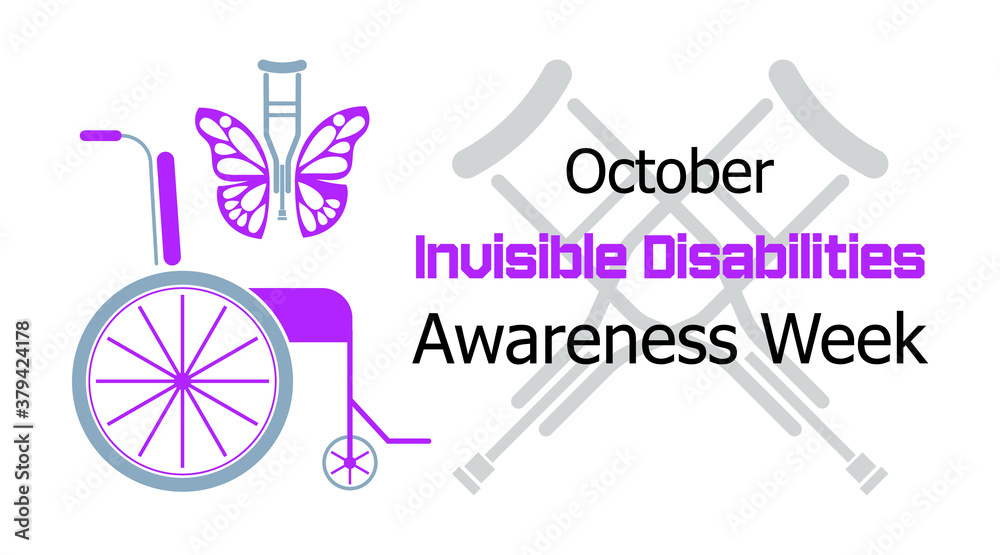 Vetor de Invisible disabilities awareness week concept vector in purple ...