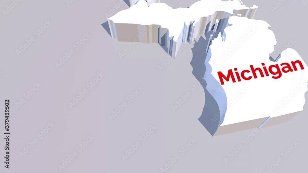 Vídeo do Stock: 3d animated map showing the state of Michigan from the ...