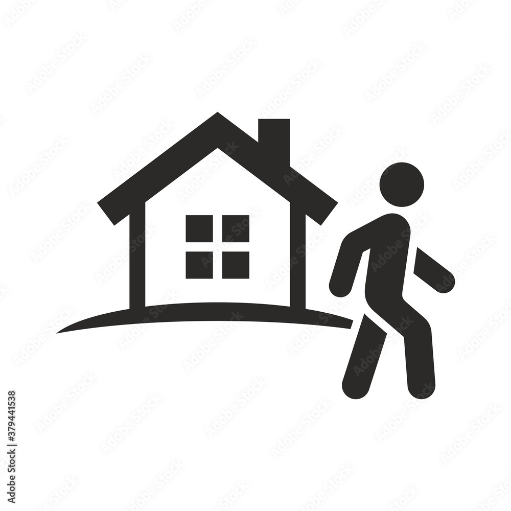 Away from home icon. Leaving home. Walking outside. Outdoors. Vector ...