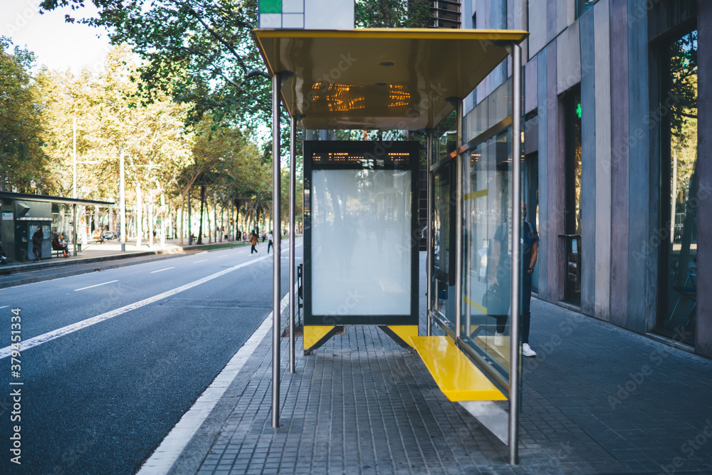 Industrial bus stop with Lightbox on side for text advertising on ...