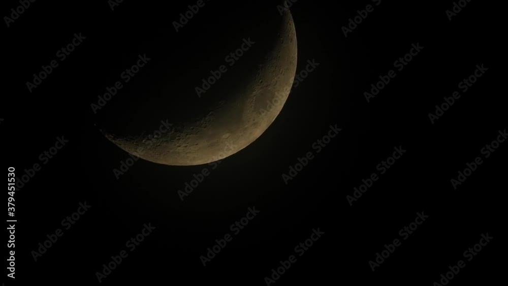 Waxing Crescent phase of the Moon, crescent moon in the Black sky ...