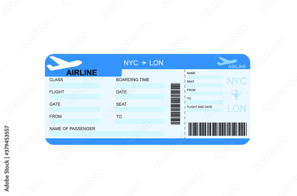 Flight Boarding Pass Vector Template Design. Airline ticket design with ...
