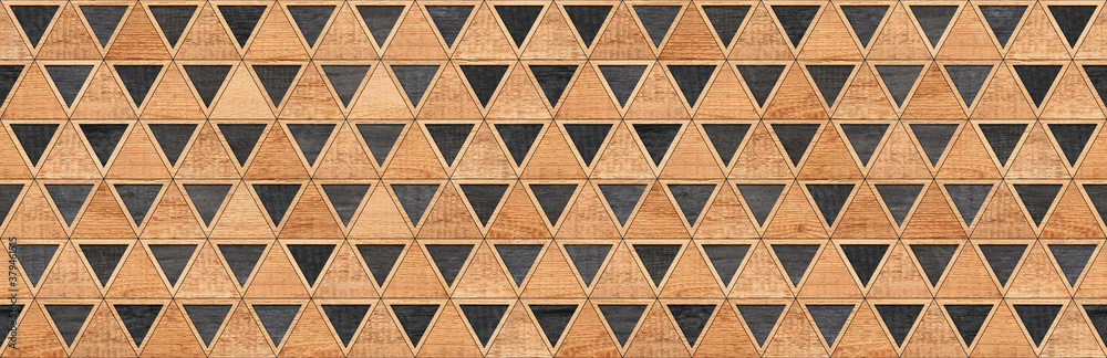 Wooden panel with triangle pattern for wall decor. Wood texture ...