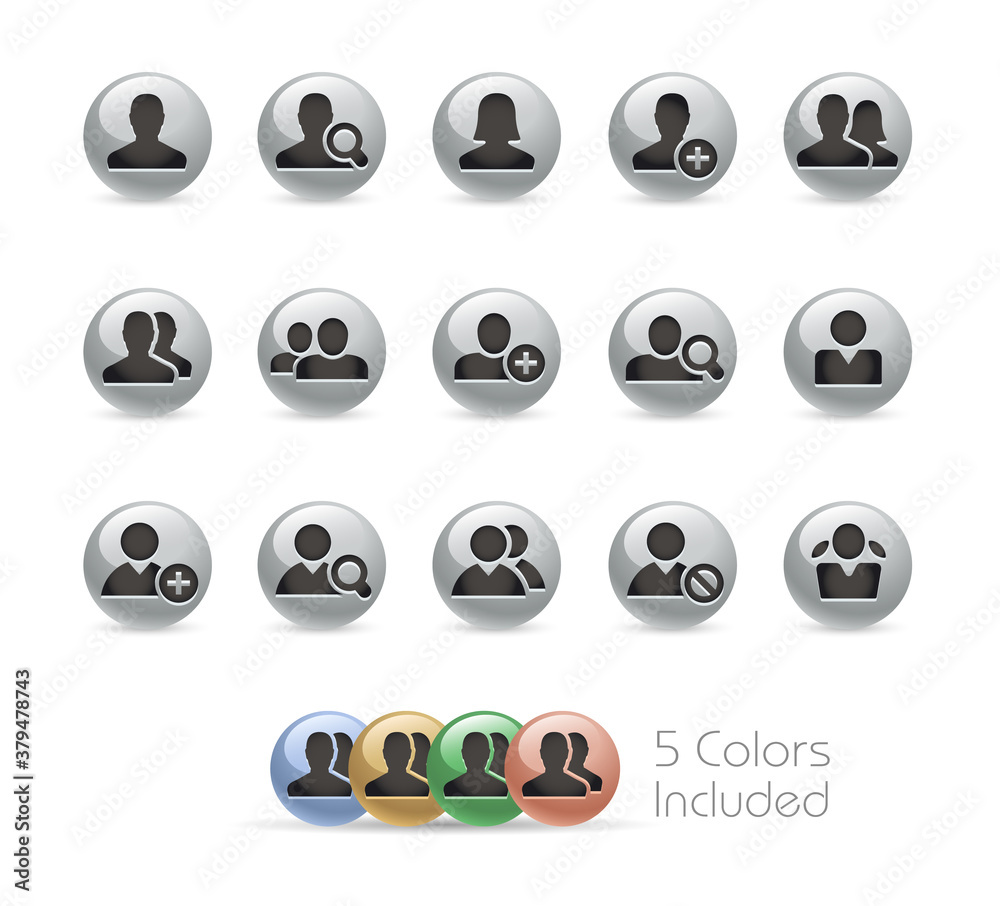 Avatar Icons // Metal Round Series - The vector file includes 5 color ...