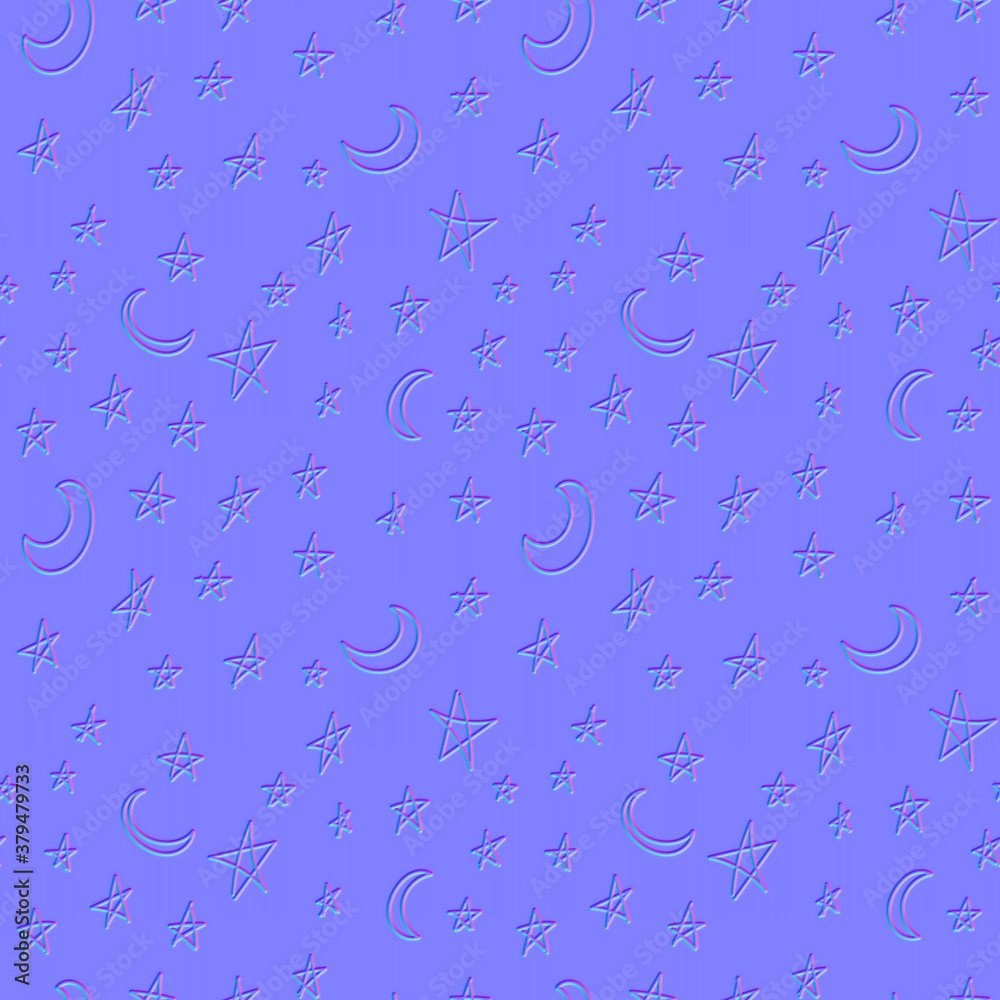 normal map of doodle stars and moon texture, seamless pattern for use ...