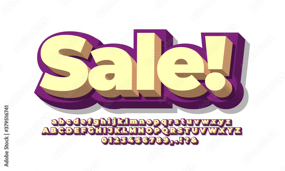 bold 3d pastel and purple letter number or font effect design Stock ...