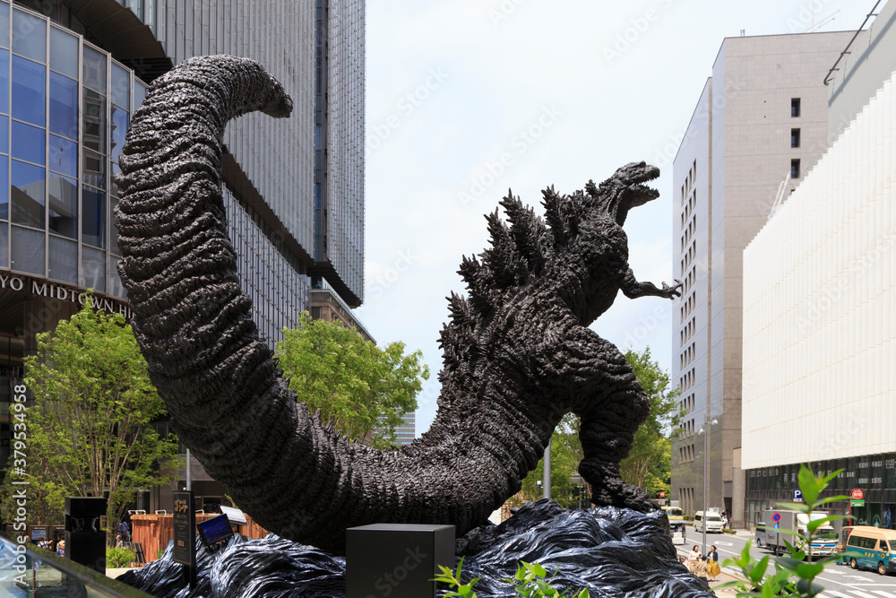 Chiyoda, Tokyo, Japan - Godzilla: Statue of Godzilla in Hibiya Chanter ...