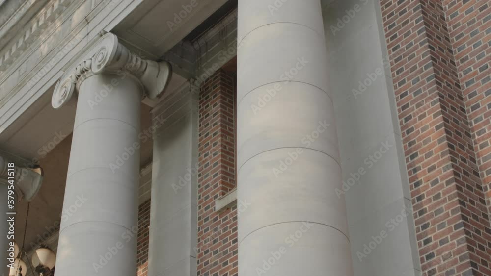 Brick Building with Greek Ionic Order Columns or Pillars - Shallow ...