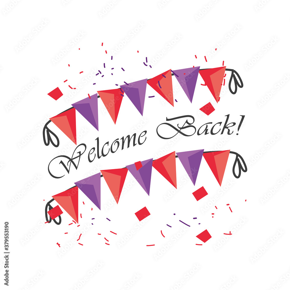 welcome back wth banner pennant detailed style icon vector design Stock ...