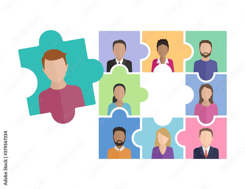 Join our team! People avatars (small profile image) - in puzzle form ...