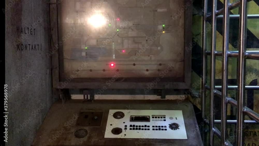 Vintage obsolete computer with map and red and green lights on it ...