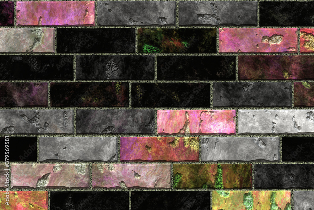 Panorama of Block pattern of white stone cladding wall tile texture and ...