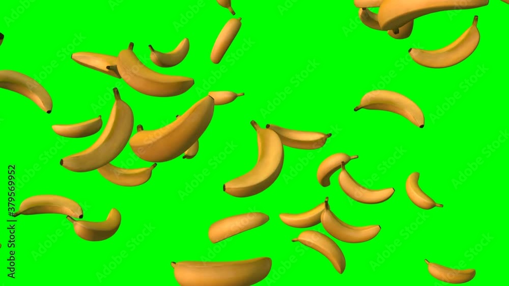 Abstract animation - Bananas green background. Bananas rotating. 3d ...