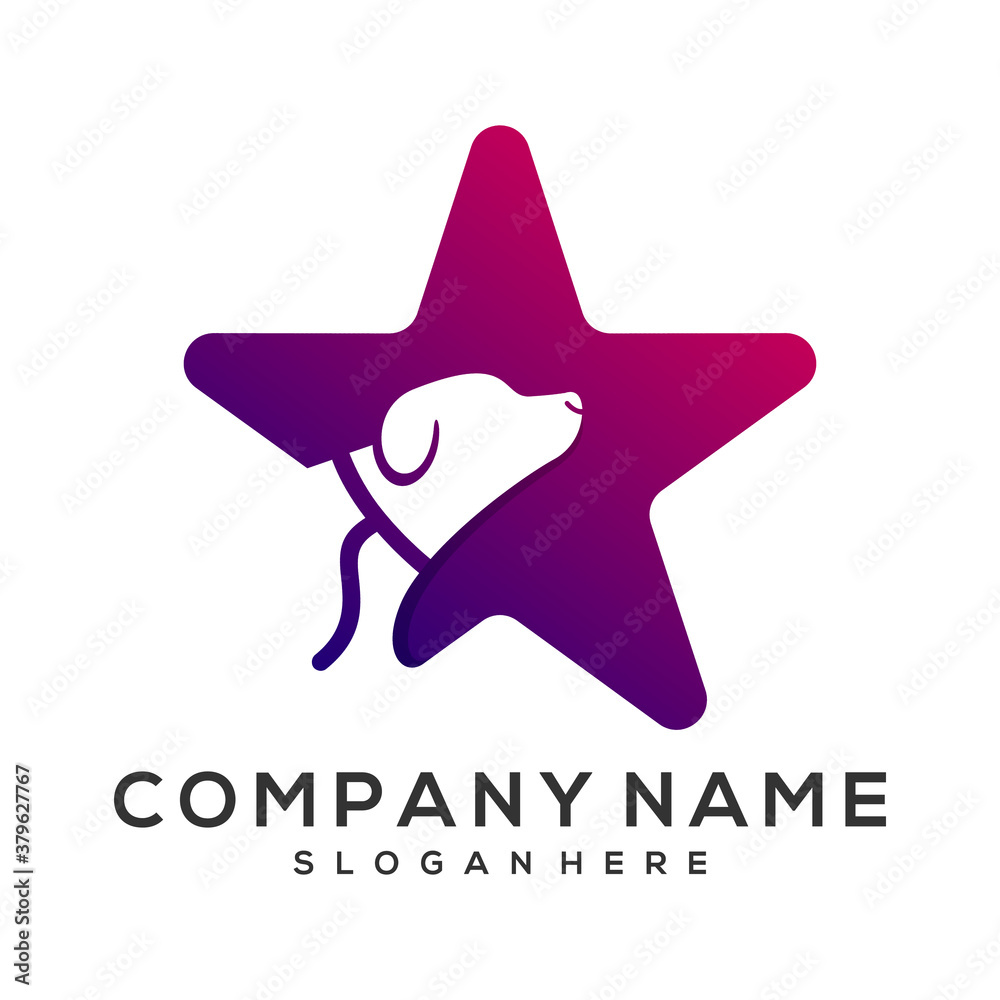 star with dog silhouette vector logo template Stock Vector | Adobe Stock