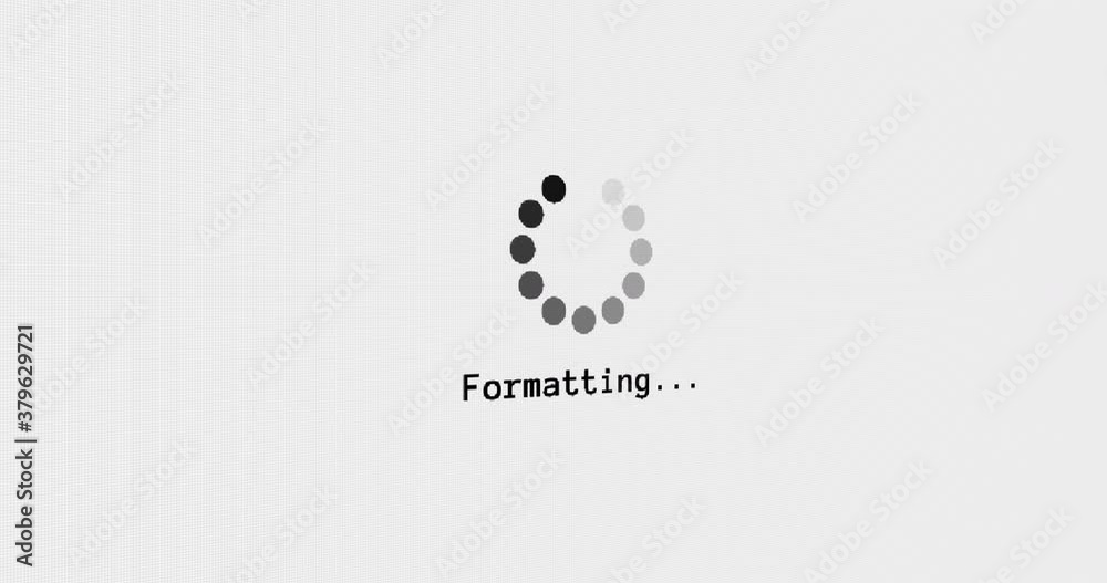 Formatting progress bar circle computer screen animation loop isolated on white background with ...