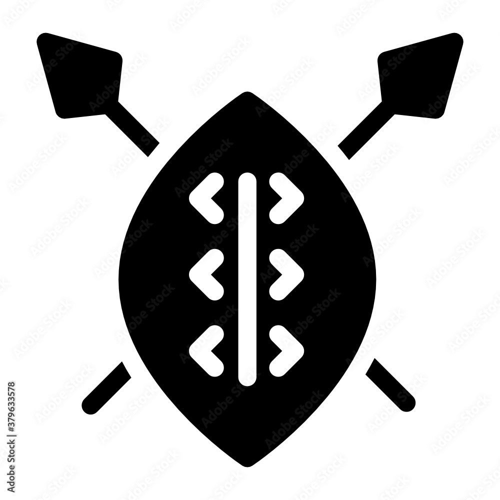 African traditional weapon icon, filled style of shield zulu icon Stock ...