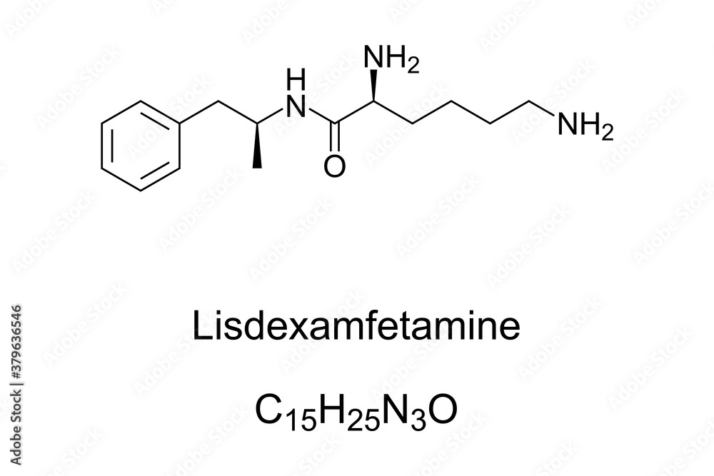 Lisdexamfetamine Chemical Structure A Medication And Derivative Of