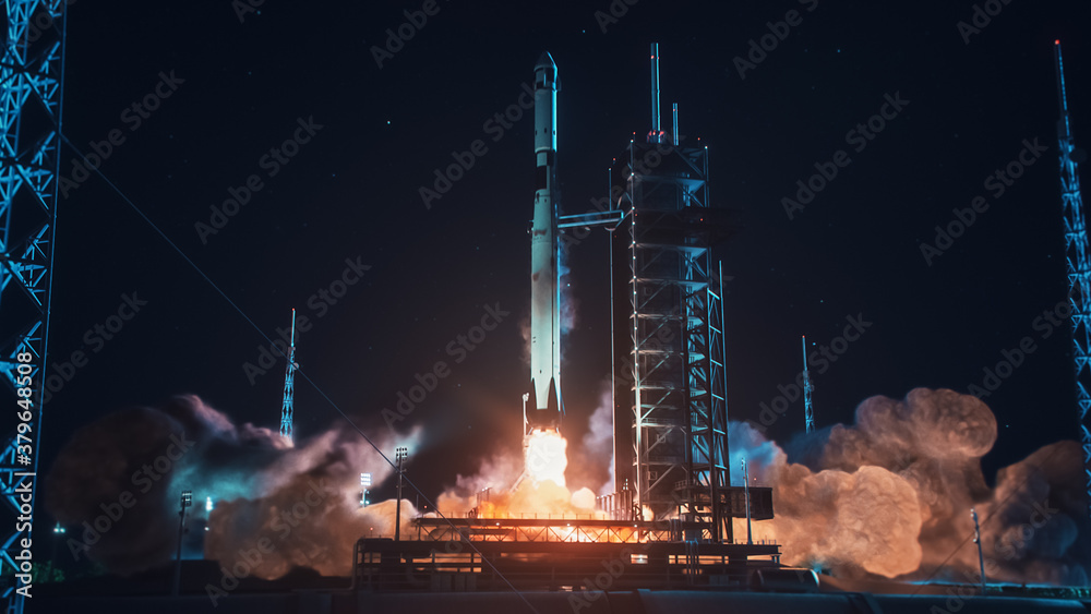 Launch Pad Complex: Successful Rocket Launching with Crew on a Space ...