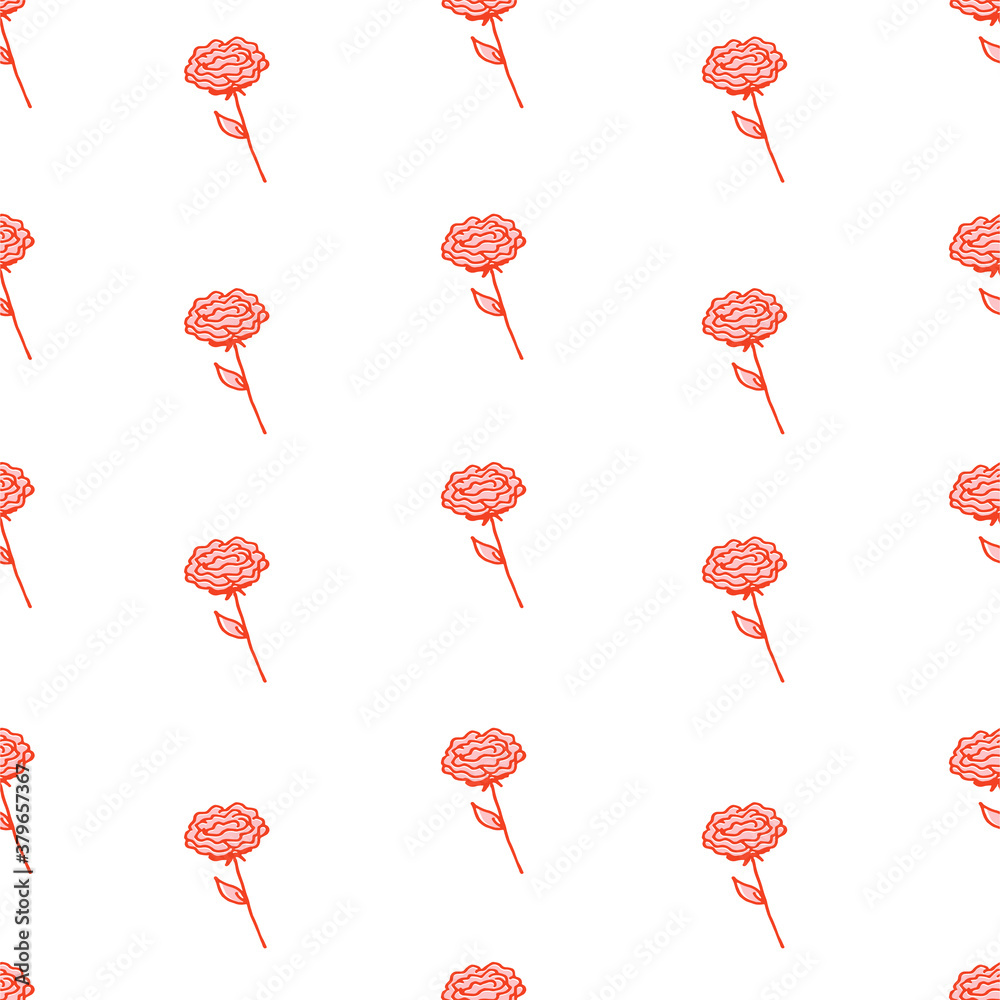 seamless pattern with rose isolated on white background. hand drawn ...