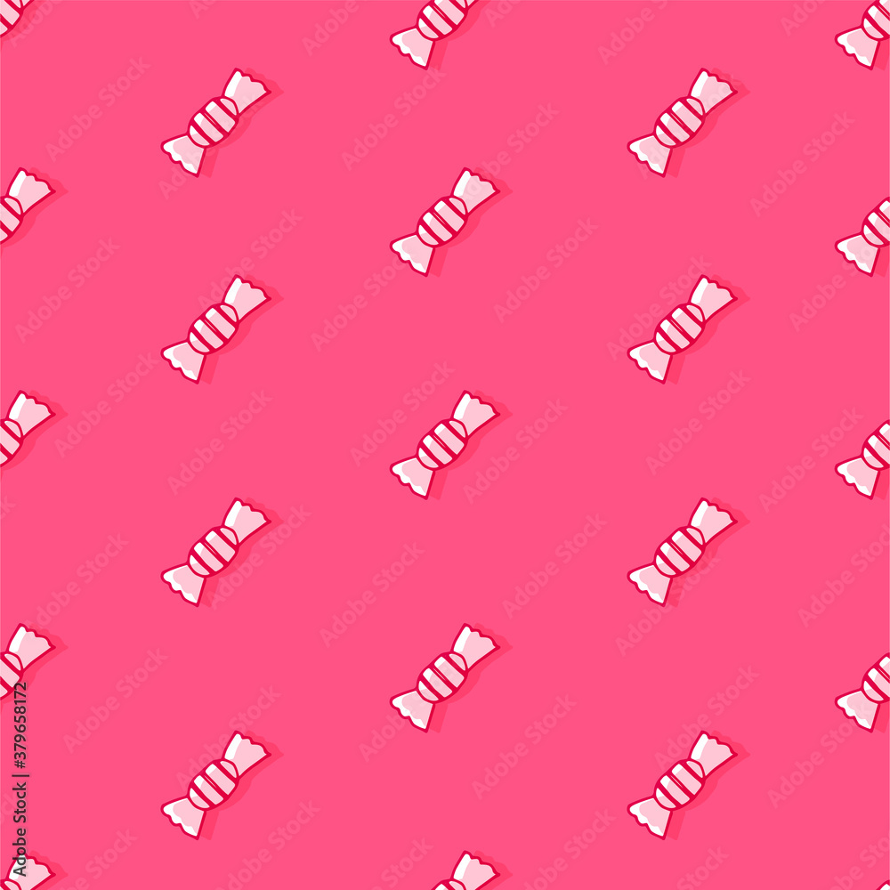 seamless pattern with wrapped candy isolated on pink background. hand ...