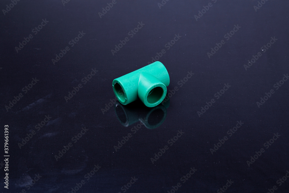 Plastic T-tube fittings on Black background, PVC Pipe connections, PVC ...
