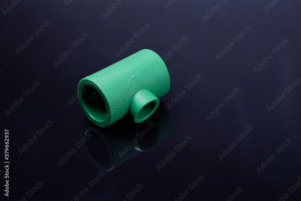 Plastic T-tube fittings on Black background, PVC Pipe connections, PVC ...