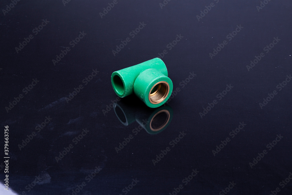 Plastic T-tube fittings on Black background, PVC Pipe connections, PVC ...