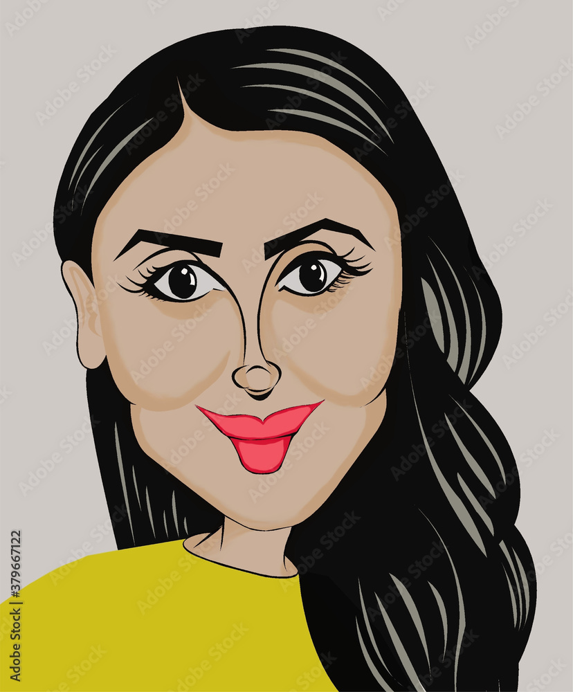 Cacricature/cartoon of beautiful Indian Women with prominent cheecks ...