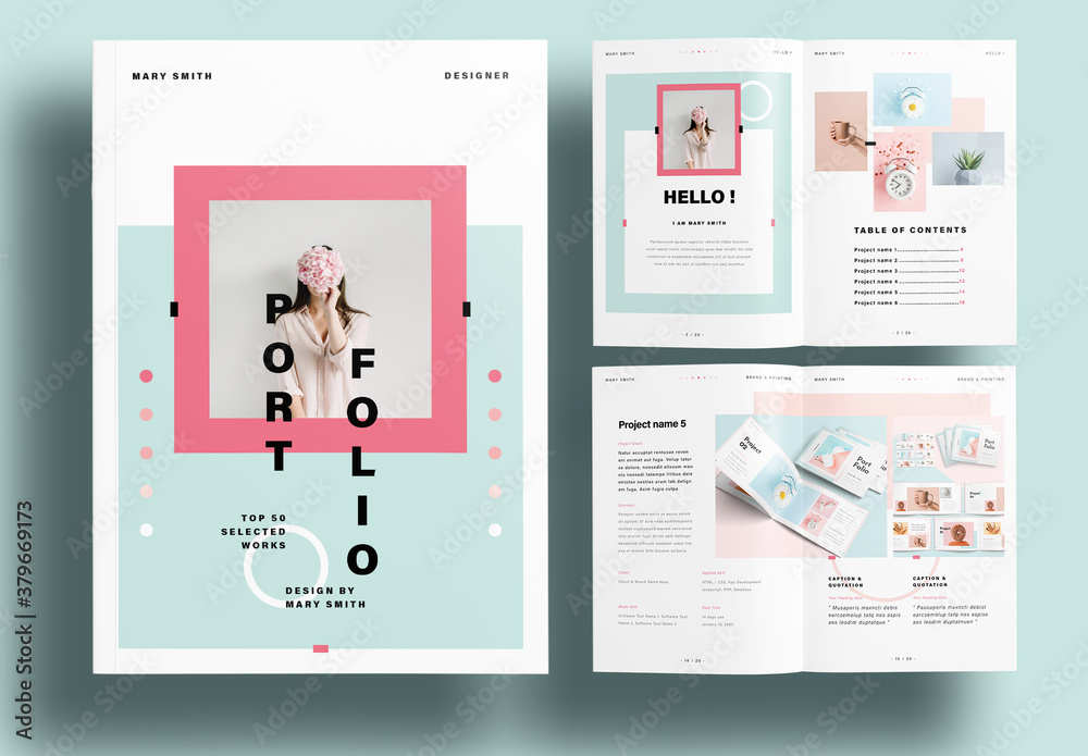 Green Portfolio Layout Stock Template | Adobe Stock