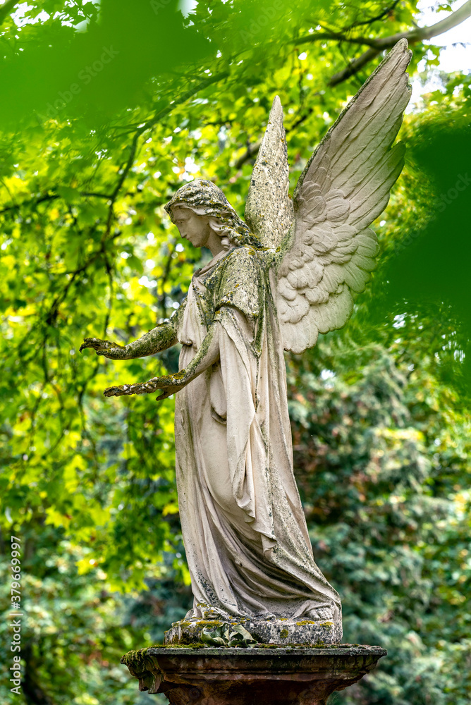 Engelsstatue auf dem Hauptfriedhof in Mainz Stock Photo | Adobe Stock