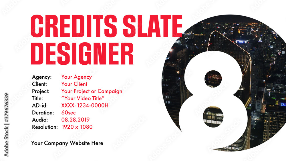 Credits Slate Designer Title Overlay Stock Template | Adobe Stock