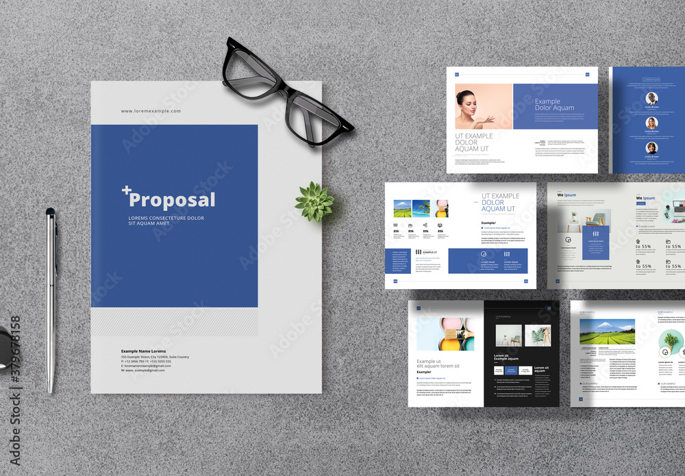 Blue Accent Minimal Creative Proposal Layout Stock Template | Adobe Stock