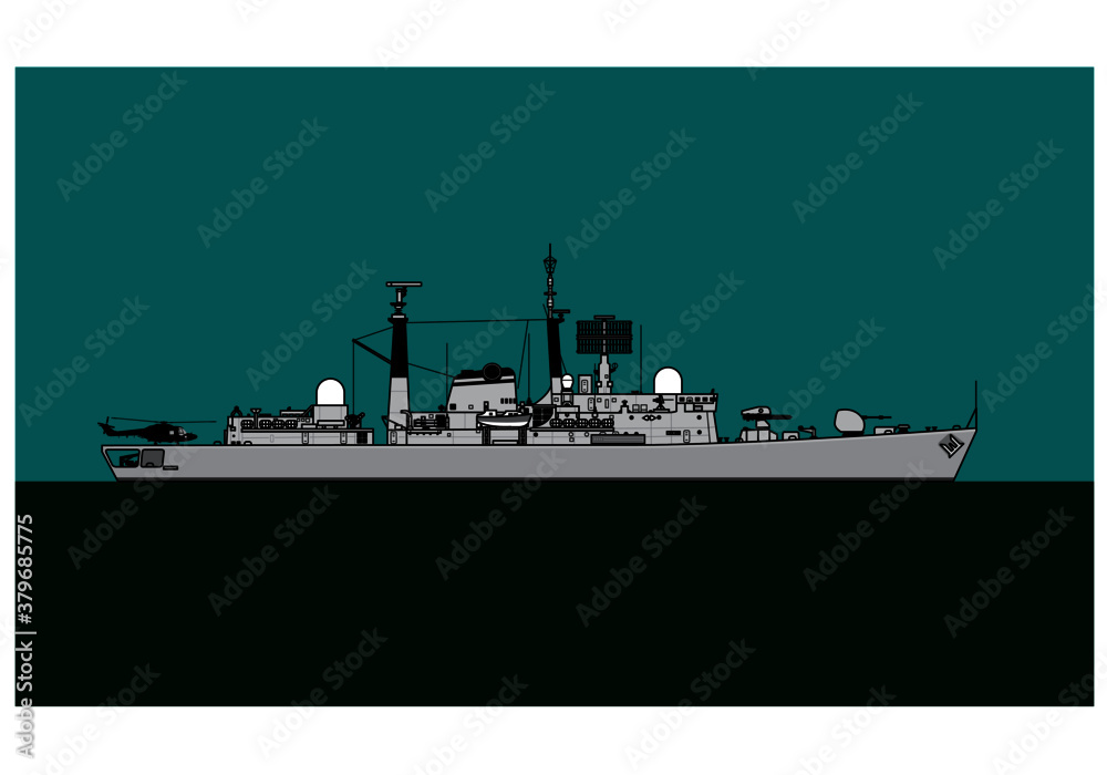 Type 42 Sheffield class guided missile destroyer. Vector image for ...